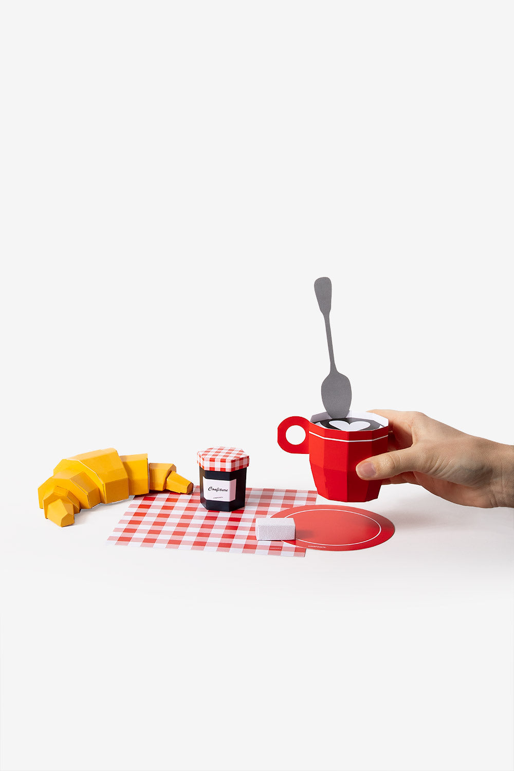Souvenir Croissant 3D en Papier – Kit Créatif DIY Paperfood, Cadeau Or
